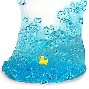 Premade Crystal Slime Sky Blue Jelly Cube Glimmer Crunchy Slime, Includes 4 Sets of Slime Add-ins, Party Favors for Kids, Sensory and Tactile Stimulation, Stress Relief, for Girls & Boys