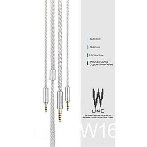 Moondrop LINE V/W 6N Single Crystal Copper Silver-Plated Litz Earphone Upgrade Cable IEMs (LINE W)
