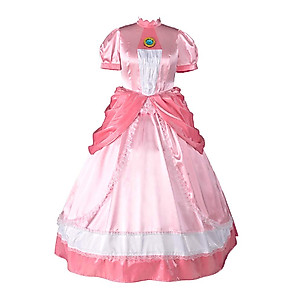 miccostumes Women's Costume Princess Cosplay Dress Deluxe Full Set with Crown Petticoat Earrings and Gloves(1X/2X, Pink)