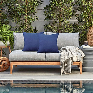 Home Brilliant Outdoor Pillows for Patio Furniture Waterproof Linen Pillow Covers Modern Throw Pillow Covers for Living Room, 4 Pieces, 18 inches(45 x 45cm), Dark Blue