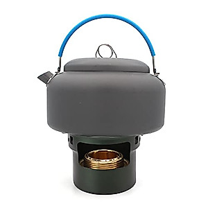 Alcohol Stove, Portable Aluminium Alloy Spirit Burner Easy to Hollow Bracket Sealing Ring with Storage Bag for Teapots(Blackish Green)