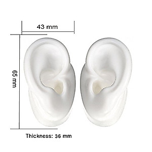 (One Pair) Silicone Ear Model Soft - Flexible Earmold Ear Displays for Acupuncture, Jewelry, Audio Music Recording, Education (White)