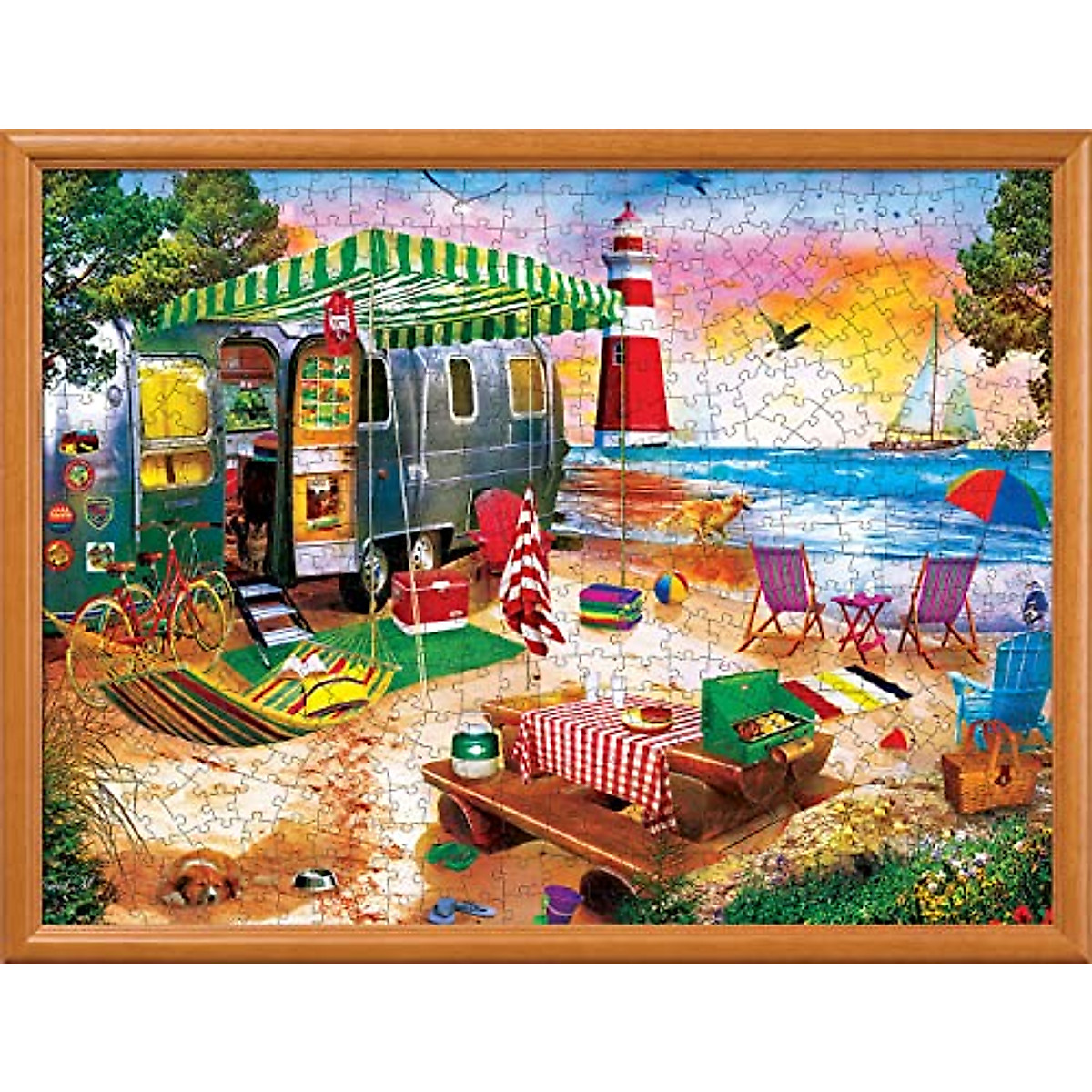 Masterpieces 550 Piece Jigsaw Puzzle For Adults and Family - Oceanside Camping - 18"x24"