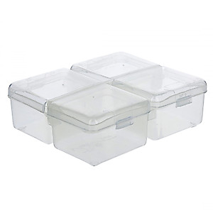 ToolTreaux Clear 4 Compartment Plastic Pop Top Storage Organizer