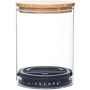 AirScape Glass Storage Canister - Set of 2 - Patented Airtight Lid Removes Excess Air & Preserves Food Freshness, Glass Container with Bamboo Lid (Small & Medium)