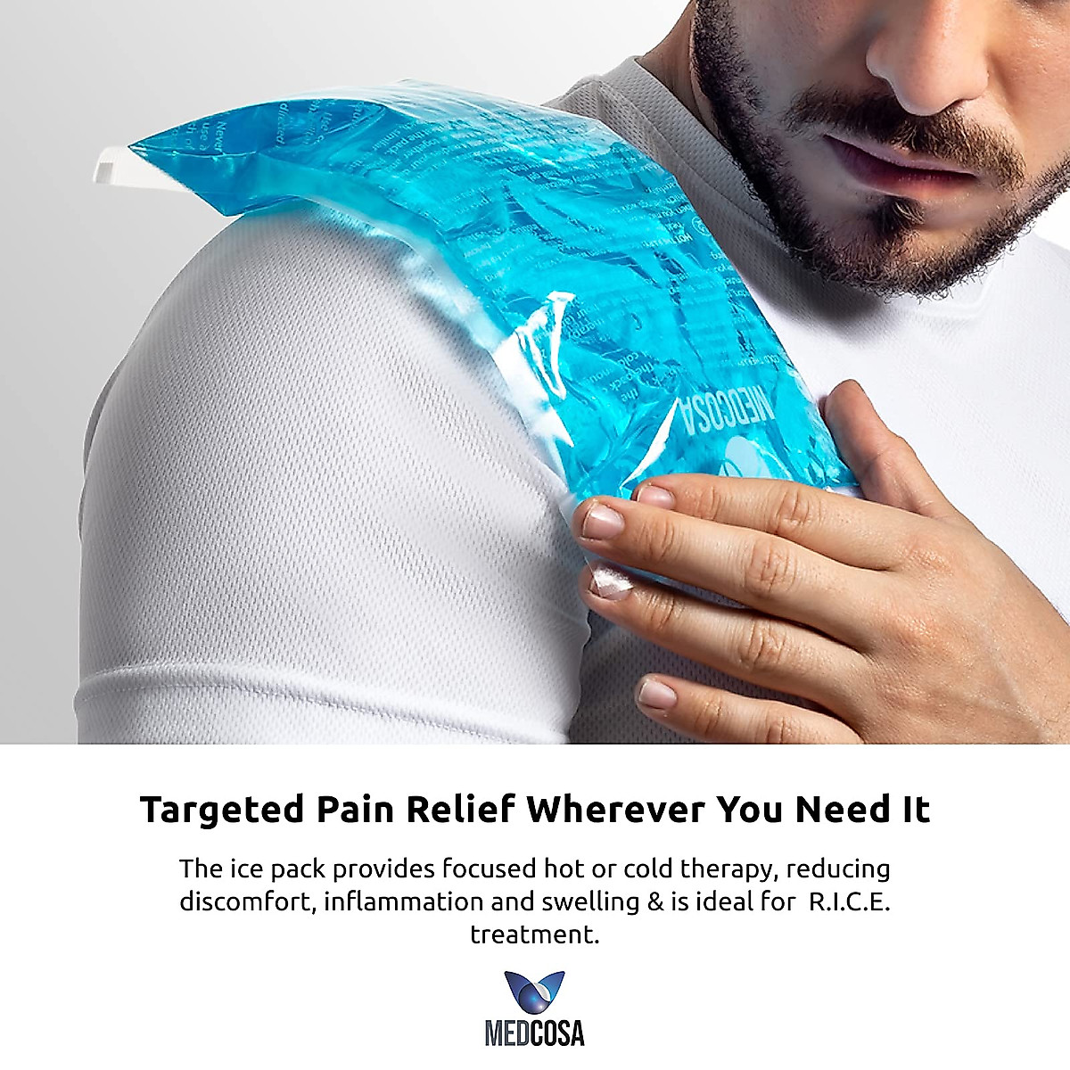 Medcosa Large Flexible Sport Ice Pack | Any Ache, Any Pain, We’ve Got You Covered | Extra Large Cold Reusable Pack | Ideal for Sport Injuries, R.I.C.E Treatment & Back Ailments