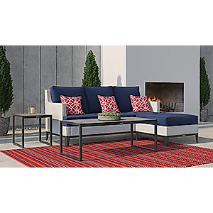 Tommy Hilfiger Hampton Modern White Mesh Outdoor Patio Furniture Collection Gunmetal Frame, Coffee Table, Gray