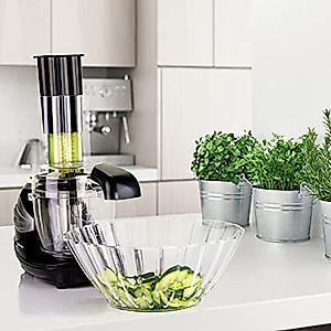 OVENTE Mini Electric Food Processor and Salad Vegetable Shake Mixer 1.5 Cup With Stainless Steel Blades Grater Slicer Chopper Juicer blenders and Emulsify Accessories Black PF1007B