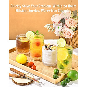 ISMASOAN Vintage Drinking Glasses Set of 8,Hobnail Glassware 14 oz and 12 oz,Bubble Glasses Drinking,Vintage Glassware,Beaded Glassware,Highball Glasses,Gift Box Set