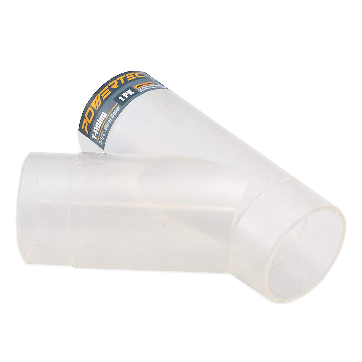POWERTEC 70228 2-1/2 Inch Y-Fitting Dust Collection Hose Connector, Clear Color