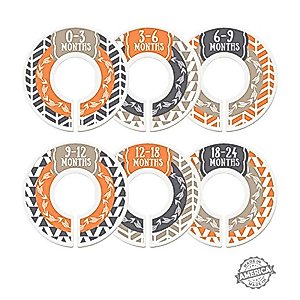 Modish Labels Baby Clothes Size Dividers, Baby Closet Organizers, Closet Size Dividers, Baby Closet Organizers, Clothes Organizer, Neutral, Boy, Woodland, Arrows, Nordic, Boho, Tan, Orange (Baby)