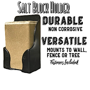 LBH Market Small Plastic 4lb Mineral Salt Block Holder for Deer, Whitetail, Goat, Horse - Salt Lick Block, Stall Wall Fasteners Included (Black)