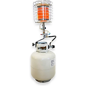 Avenger FBDTP360 Tank Top Outdoor Heater for Use with Propane Gas Tanks for Camping, Patios, and More, 360-Degree Burner, 42,000 BTU, Silver