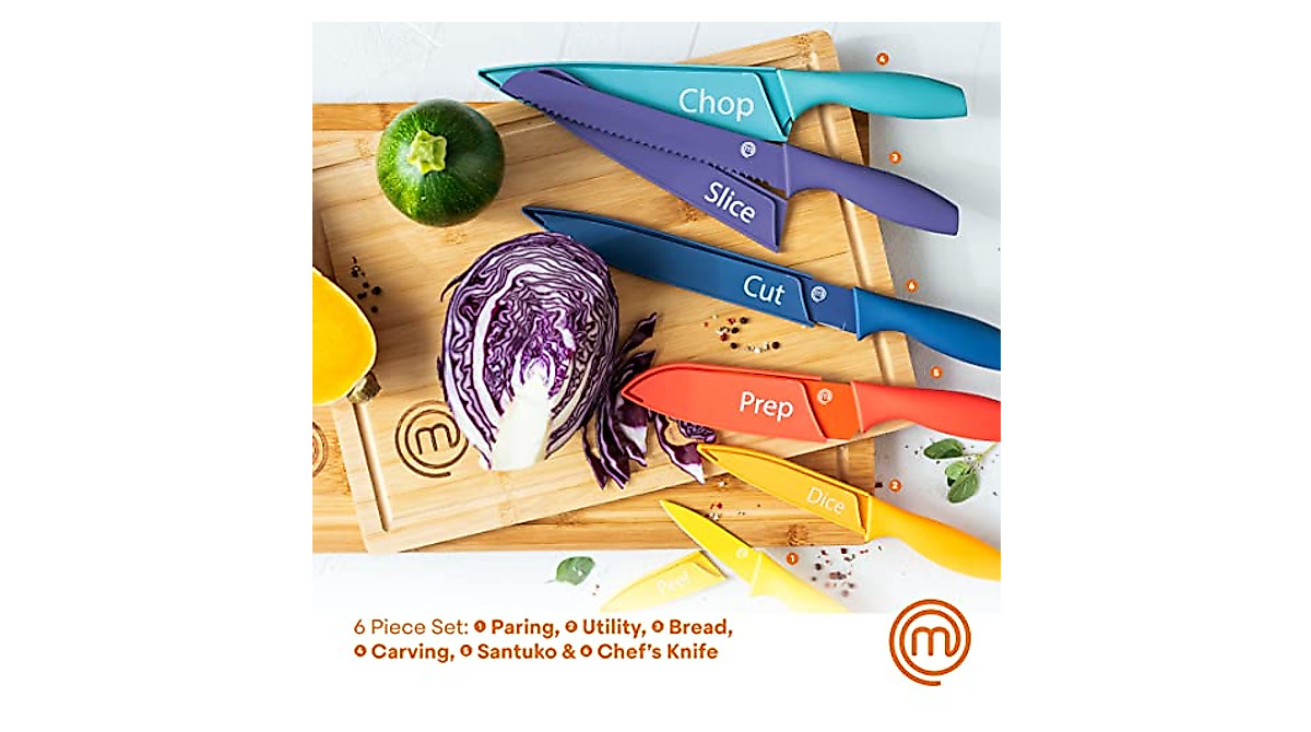 MasterChef Kitchen Knives Set - 6 Colorful & Sharp Tools