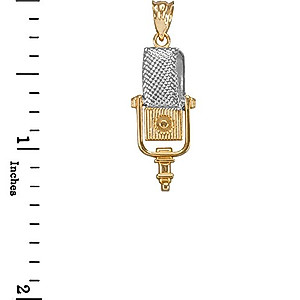 Recording Microphone Music Studio Pendant 10k Two-Tone Gold