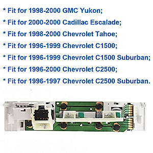 MOCW 9378805 AC Heater Climate Control Panel Module HVAC Control Module w/Rear Window Defogger Switch Fit for 1996-2000 Chevrolet C1500 C2500 Suburban Tahoe Yukon Replace OE # 16231165 16238885
