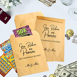 48Pcs For Richer or Poorer but Hopefully Richer Wedding Engagement Favor Bags,Wedding Scratchers Lotto Ticket Favor Bags for Engagement Wedding Bridal Shower Party Decorations Supplies