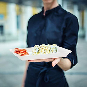 Ubrand i BKGOO Foodservice White Plastic Tray Set of 4 Service Melamine tary for Parties, Coffee Table, Kitchen Size(9"x6.5"x1")