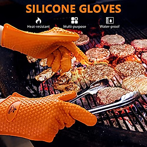 Grilling Accessories,BBQ Accessories with Silicone BBQ Gloves,Grill Mats,Grill mesh Mats,Food Grade Meat Claws, Digital Meat Thermometer, BBQ Grill Tools Set for Barbecue Roasting Baking