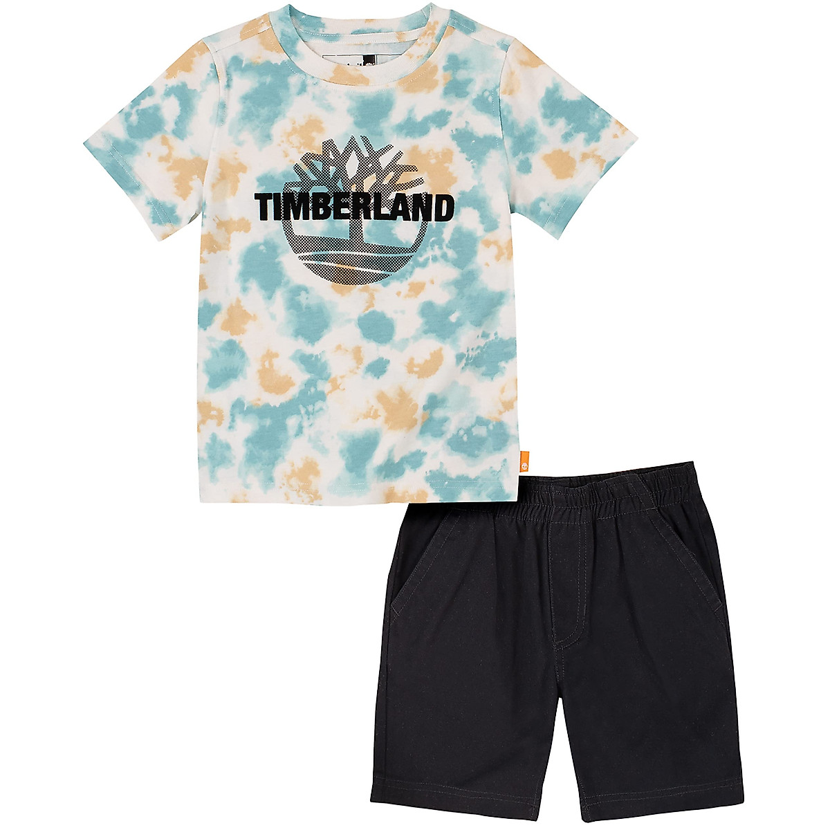 Timberland Baby Boys 2 Pieces Tee Shorts Set, Bright White Printed, 3T US