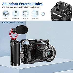 NEEWER Aluminum Side Handle Grip, Compatible with SmallRig Camera Cage for DSLR & Mirrorless Camera, Vertical/Horizontal Adjustment Handgrip with Cold Shoe, Built in Hex Key and 1/4" Threads, VS105