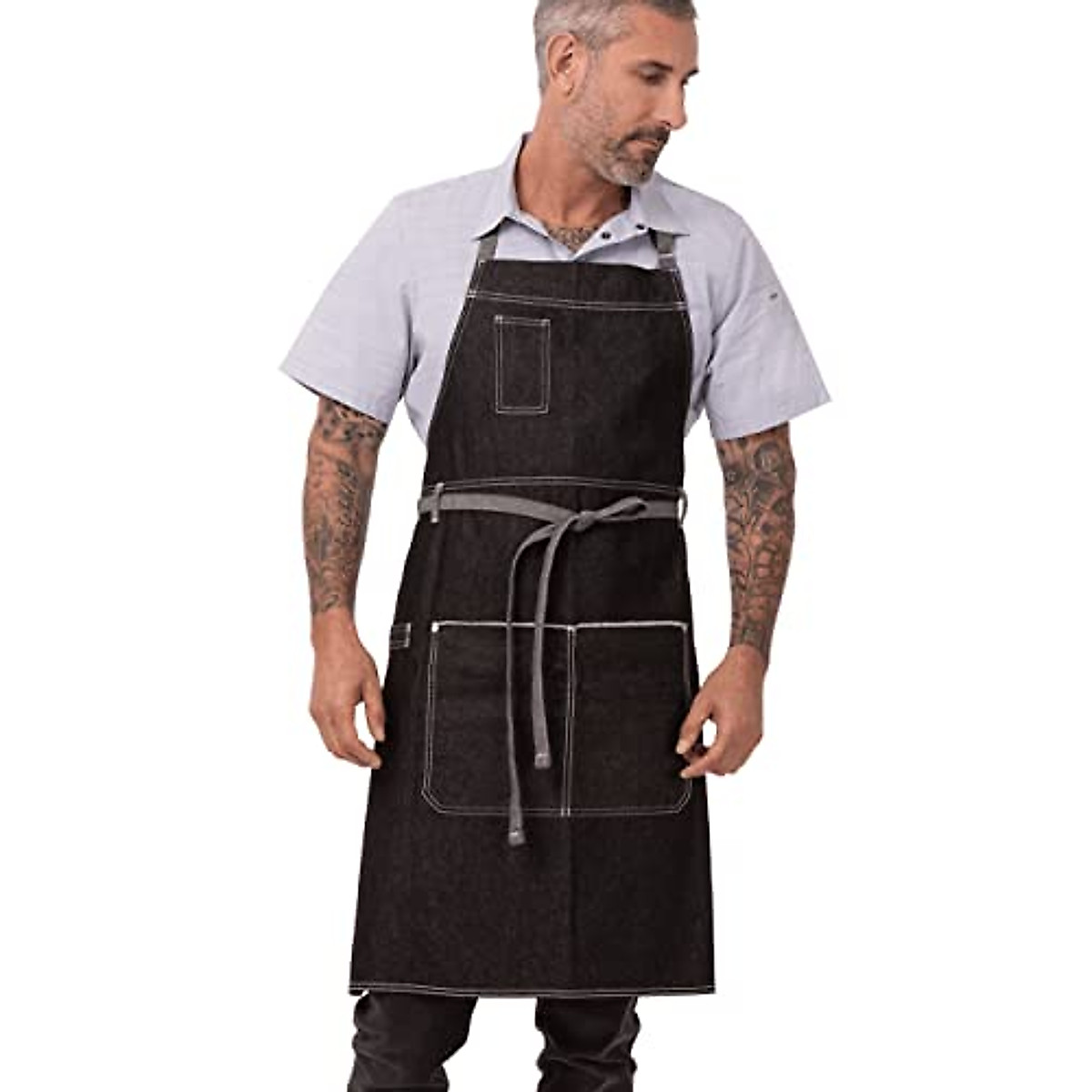 Chef Works Unisex Bronx Bib Apron, Black, One Size