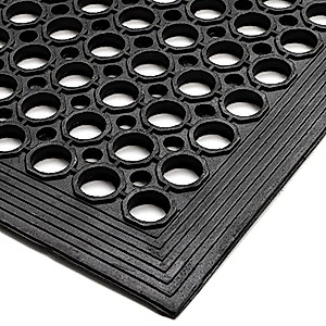 Yesland Rubber Door Mat 61 x 35 Inches, Packed in Roll Durable Restaurant Kitchen Non-Slip Bar Drainage Utility Floor Mat, Ideal Anti-Fatigue Entry Way Doormat for Home Garden Indoor Outdoor Wet Area