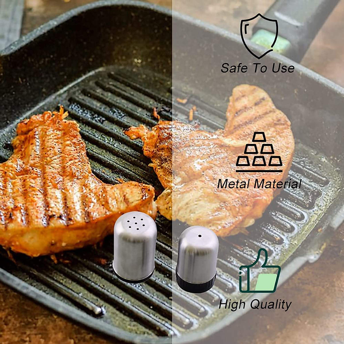 QUANXILXU Salt and Pepper Shakers 2 Pcs Salt and Pepper Pots Portable Multifunction Pepper Dispensers for Sugar Salt and Other Spices