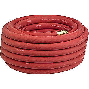 Underhill UltraMax Commercial Garden Water Hose 75 ft, Heavy-Duty, Rubber, Flexible, Kink Free, Industrial, 200 psi WP, 800 psi BP, H10-075R, 1” x 75' NPSH, Red