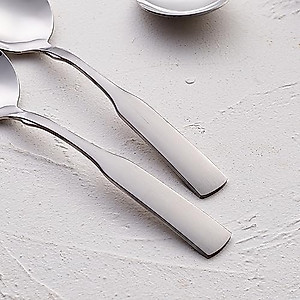 FULLYWARE Soup Spoons, Stainless Steel 6.1” Heavy Duty Round Spoons, Dinner Spoon Table Spoon Silverware, Metal Spoon Cutlery Set, 6-Piece