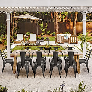 Furmax Metal Dining Chair Indoor-Outdoor Use Stackable Classic Trattoria Chair Chic Dining Bistro Cafe Side Metal Chairs Set of 4 (Black)