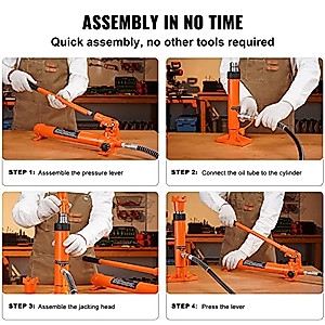 VEVOR 10 Ton Porta Power Kit, Hydraulic Ram with Pump, 4.6 ft/1.4 m Oil Hose Car Jack Ram, Auto Body Frame Repair Tool with Storage Case for Automotive, Garage, Heavy Equipment, Mechanic (22046 LBS)