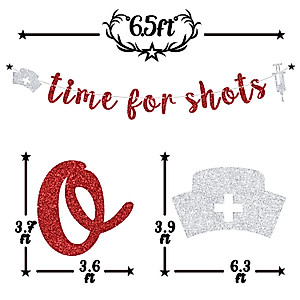 Red Glitter Time for Shots Banner, Congrats Nurse/Future Nurse/I Will Stab You/Nursing School Survivor, 2025 Nurse Graduation Party Decorations