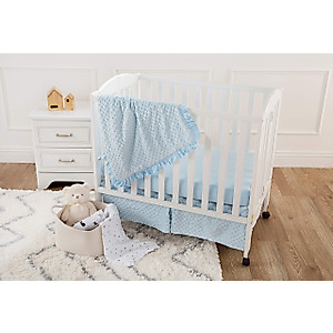 American Baby Company Heavenly Soft Minky Dot 3-Piece Mini/Portable Crib Bedding Set, Blue, for Boys and Girls