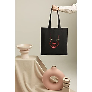 Pop Threads Clown Face Horror Scary Movie Halloween Spooky Natural 15x15 inches Large Canvas Tote Bag