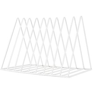 Sooyee 9 Slot White Magazine Holder,Desktop File Sorter Organizer Triangle Bookshelf Decor Home Office