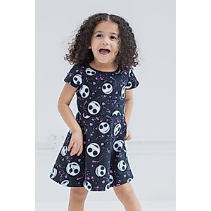 Disney Nightmare Before Christmas Jack Skellington Toddler Girls French Terry Skater Fashion Dress Black 4T