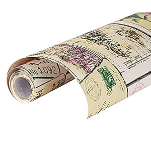 Self Adhesive Vinyl Vintage Butterfly Birds Map Contact Paper Shelf Liner Cabinets Dresser Drawer Liner Furniture Sticker Wall Paper 17.7X117 Inches