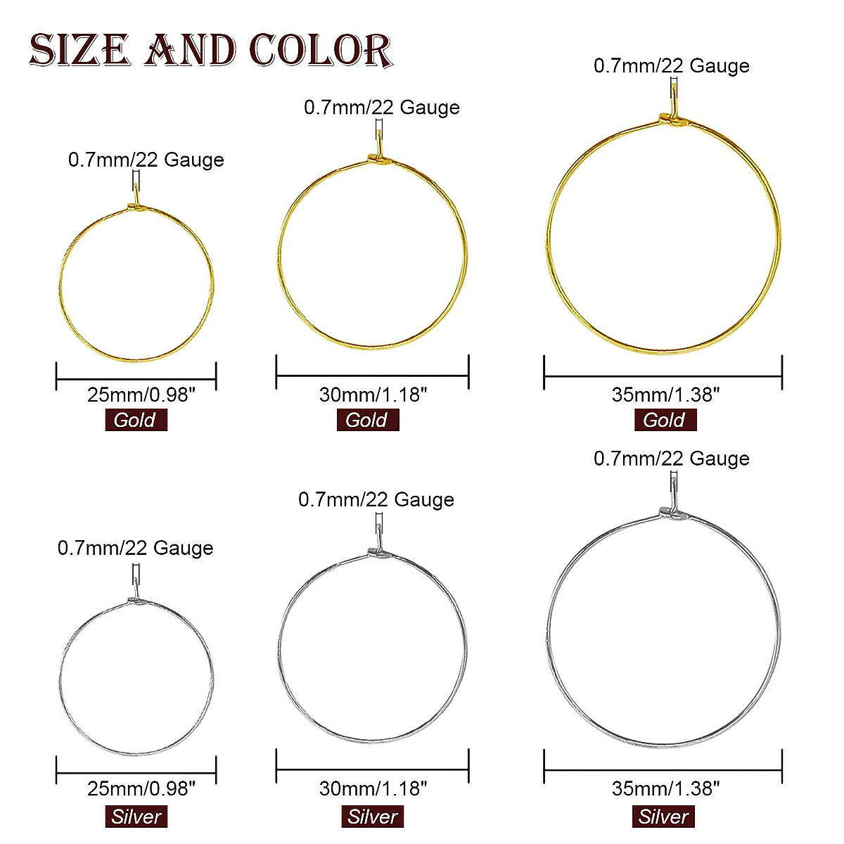 TOAOB 100pcs Wine Glass Charm Rings 25mm Gold Plated Open Earring Beading Hoop Party Favor