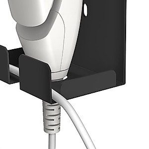 Linkidea 2 Pack Wall Mounted Hair Curler Holder, Hair Straighter Styling Tool Storage Organizer, Bathroom Hair Accessories Storage Shelf (Black)