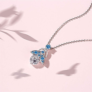 Jeulia Butterfly Round Cut Sterling Silver Necklace Gift for Women Love Party Jewelry Valentine's Day Engagement Gift With Jewelry Box