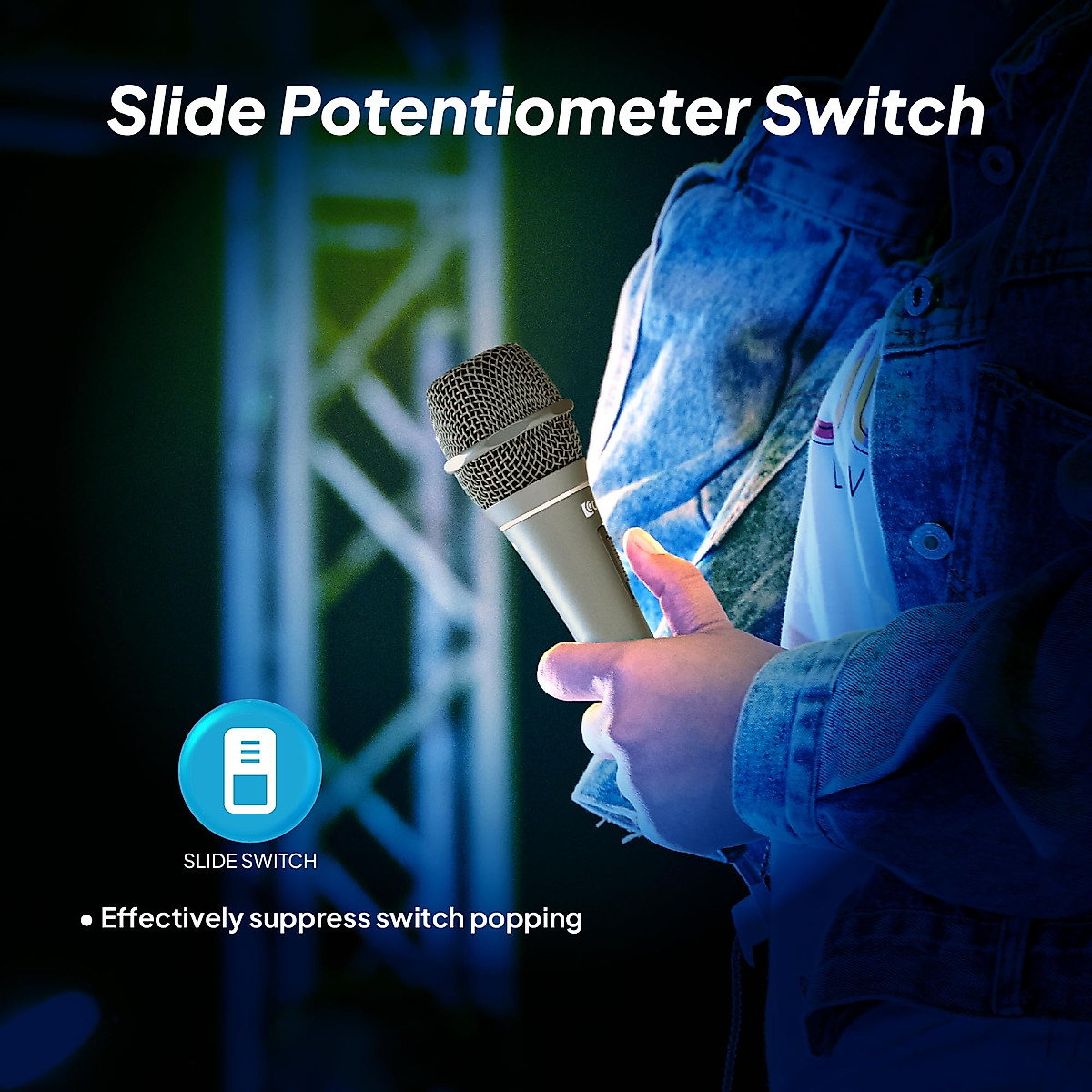 CAROL Dynamic Karaoke Microphone - Wired Microphone for Singing, Handheld Super-Cardioid Karaoke Mic, Microphone w/ 15ft Detachable XLR to 1/4" Cable and Mic Holder - Σ-Plus 3