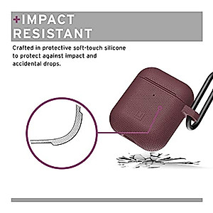 [U] by UAG Compatible with AirPods (1st Gen & 2nd Gen) Case Soft Smooth Silicone Stylish Dot Pattern Protective Cover with Carabiner Keychain, Dusty Rose