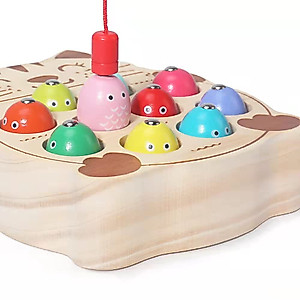 Montessori Magnetic Wooden Fishing Game for Toddlers 3 4 5 Years Old, Preschool Fine Motor Skill Learning Hand Eye Coordination Fishing Toy, Great Gifts for Children Boys and Girls