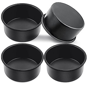 E-far 4 Inch Cake Pan, 4-Piece Nonstick Round Cake Baking Pans for Wedding, Birthday, Layer Cake, Stainless Steel Core & Non-Toxic Coating, 2 Inch Deep