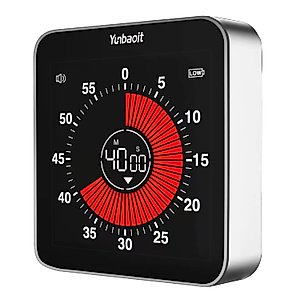 Yunbaoit VT08 Pro Digital Rechargeable Visual Timer with 3.4 Inches Colored Screen,Magnetic Back,60 Minutes Silent Countdown/up Timer for Kids or Adults,Time Management Tool for Study, Working,Cooking