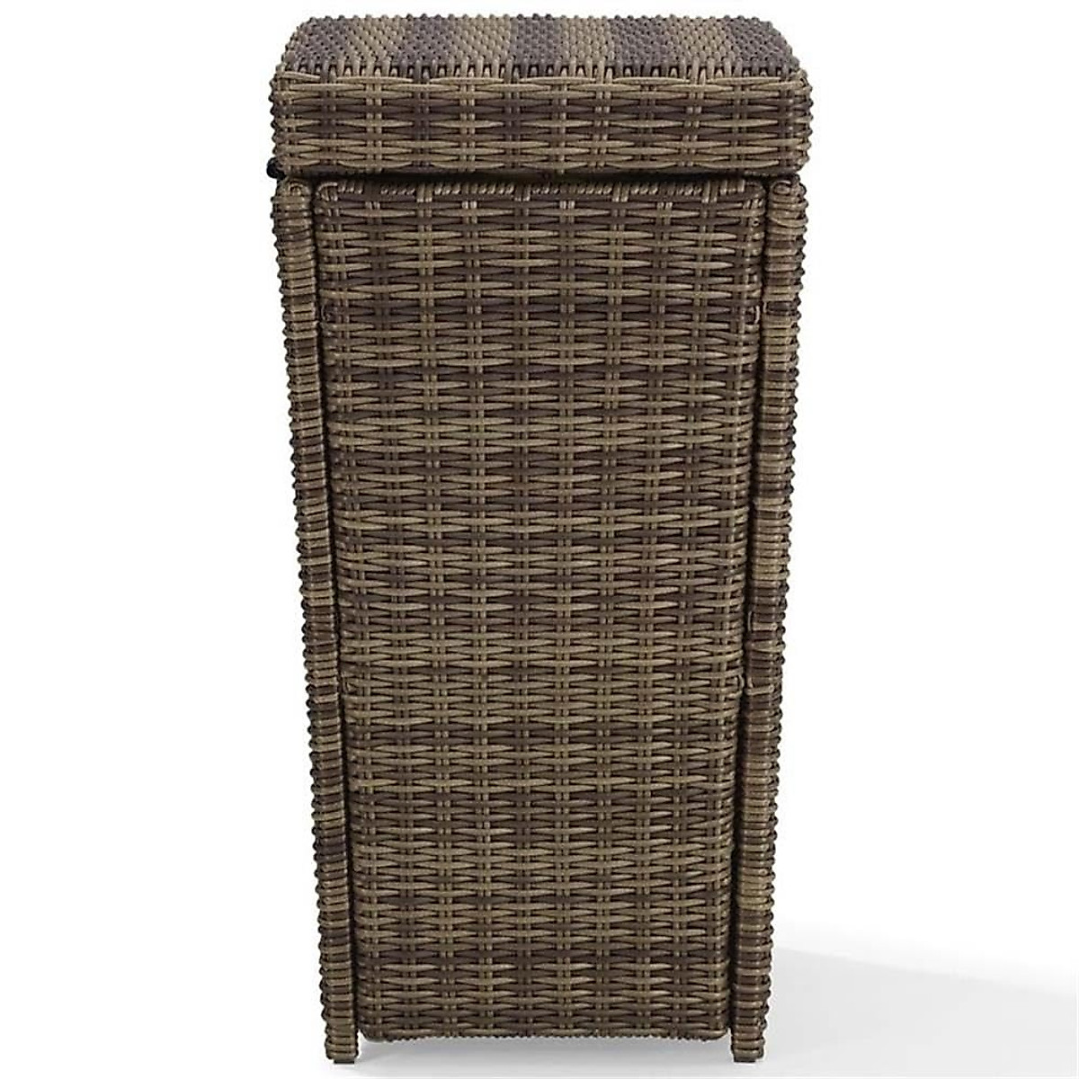 Afuera Living Modern Wicker Patio Trash Can in Weathered Brown