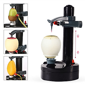 LKL Electric Peeler Rotating Potato Peelers Stainless Steel Apple Fruit Vegetable Peeling Machine Automatic Multi Function Kitchen Peeling Tool (Color : Black)