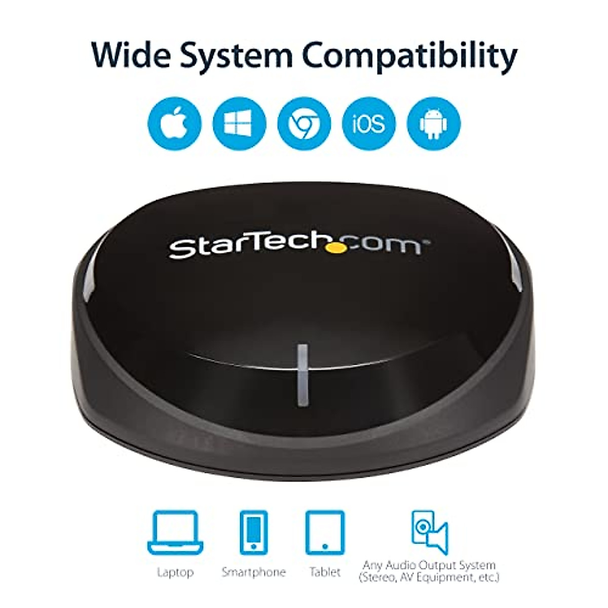 StarTech.com Bluetooth Audio Receiver with NFC - 3.5mm Jack/RCA/SPDIF (Toslink) - BT 5.0 - HiFi Wolfson DAC - Bluetooth Stereo Receiver for Speakers/PC/TV - Wireless Bluetooth Aux Adapter (BT52A)