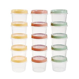 Twist Top Deli Containers 16 Oz, 15 Pack Screw Top Containers for Food Storage with Twist Lock Seal Lid, Stackable Reusable Round Twist Cap Plastic Container for Food Soup, Yellow/Green/Red Ocher